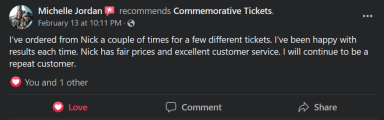 Commemorative Tickets – Commemorative Tickets, Setlists, Passes, and More!