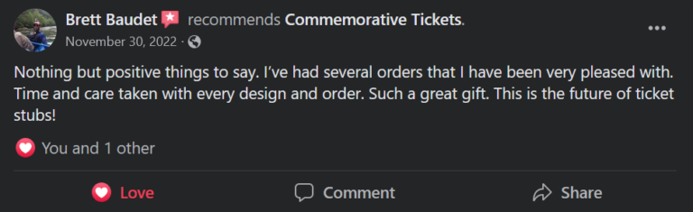 Commemorative Tickets – Commemorative Tickets, Setlists, Passes, and More!