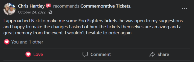 Commemorative Tickets – Commemorative Tickets, Setlists, Passes, and More!